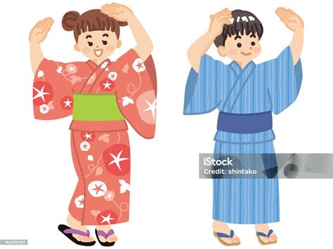 浴衣を着て盆踊りをする子どもたち夏祭り お盆のベクターアート素材や画像を多数ご用意 お盆 イラストレーション ティーンエイジャー