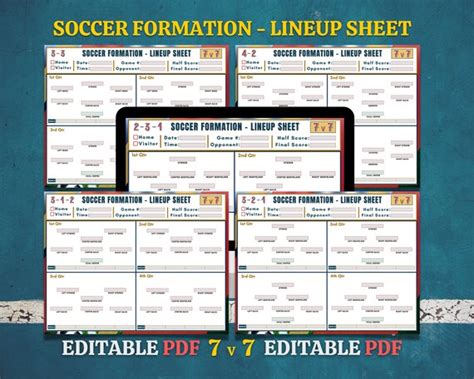 7v7 Soccer Formation Lineup Sheet Editable PDF Soccer Etsy Australia