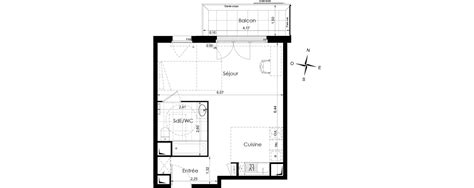 Plan appartement T1 de 38 40 m² neuf résidence Les Promenades de l