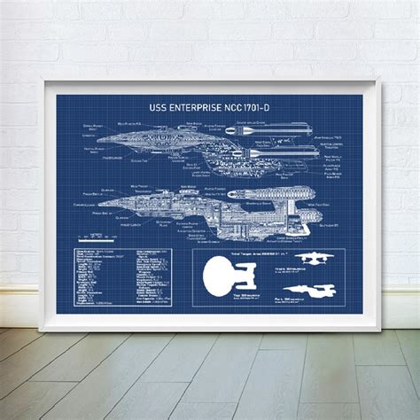 USS Enterprise NCC 1701 D Blueprint Posterler Ve Bask Lar Y Ld Z Filo