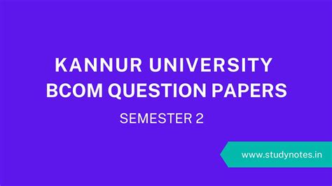 Bcom Second Semester Previous Question Paper Of Kannur University