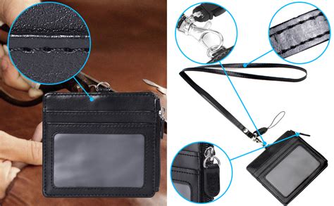 Badge Holder With Zip Wisdompro 2 Sided Pu Leather Id