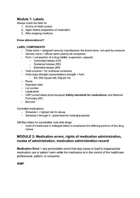 Dosage And Medication Administration Final Exam Notes Module 1 7