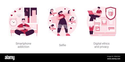 Digital Behaviour Abstract Concept Vector Illustration Set Smartphone