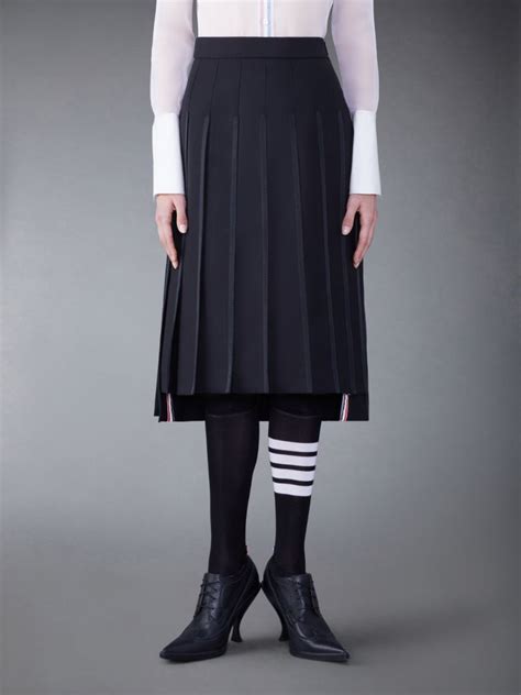 Classic Tipping Pleated Skirt Thom Browne