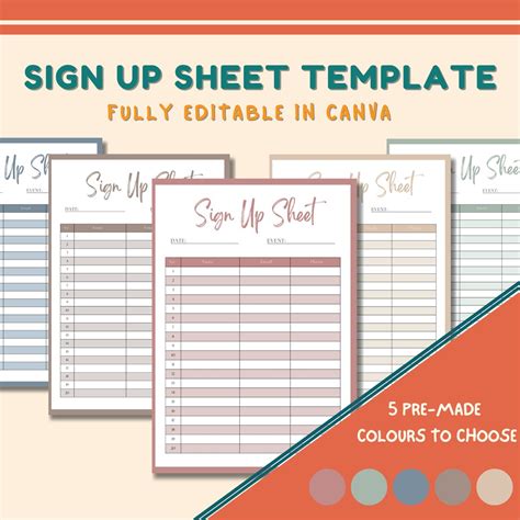 Nude Color Sign Up Sheet For Volunteer Attendance Sign Up Form