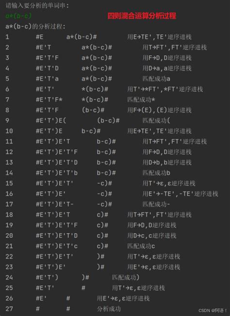 编译原理实验三：语法分析程序 编译原理语法分析实验 csdn博客
