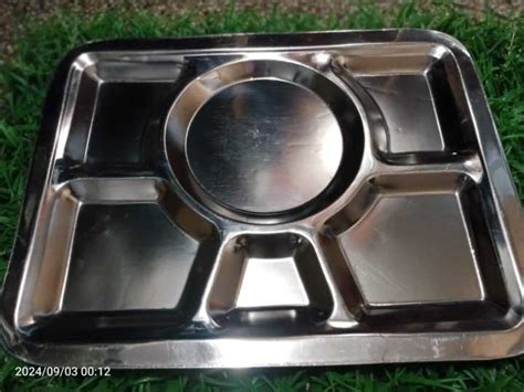 Steel Rectangular Divided Plates Tray 6 Sections Dinner Plates For