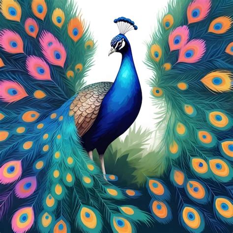 Premium Photo Majestic Peacock Bird Clipart Illustration