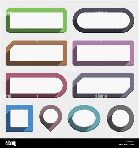 Set Of Flat Buttons With Long Diagonal Shadows Vector Eps10 Illustration Stock Vector Image