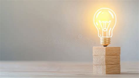 Concept Of Creativity And Innovation With Light Bulb On Wooden Blocks Stock Illustration