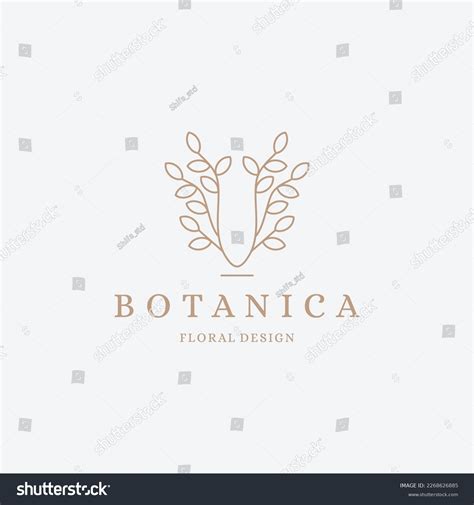 Botanica Logo Leaves Vector Template Line Stock Vector Royalty Free
