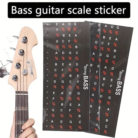 Bass Guitar Note Map Decals Stickers For Learning Notes Chords Scales