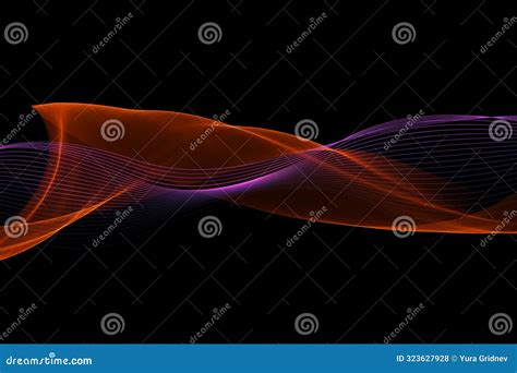 Abstract Glowing Wave Lines On Dark Blue Background Dynamic Wave Pattern Modern Flowing Wavy