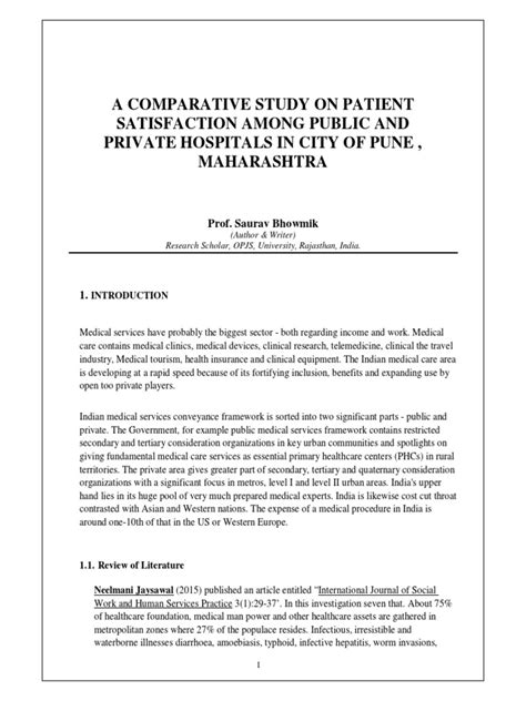 A Comparative Study On Patient Satisfaction Among Public And Private