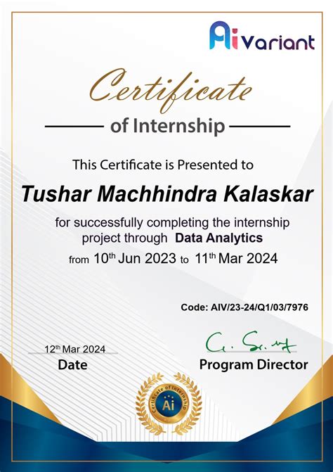 Tushar Kalaskar On Linkedin Dataanalytics Internship Aivariant