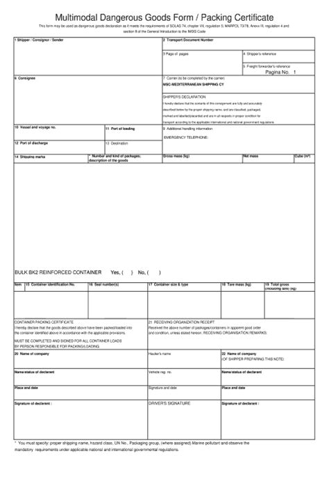 Multimodal Dangerous Goods Form Example Easily AirSlate