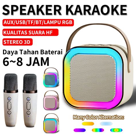 Jual Bluetooth Mini Speaker Karaoke Set 2 Mic Ktv Mini Portable