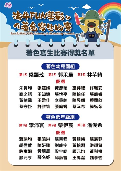 2024國際海牛文化節 2023國際海牛文化節 海牛fun藝彩著色寫生比賽 得獎名單公告
