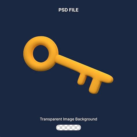 Ключ со значком Psd 3d изолированный на прозрачном фоне Премиум Psd Файл