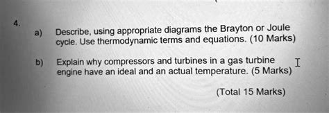 Solved 4 A Describeusing Appropriate Diagrams The Brayton Or Joule