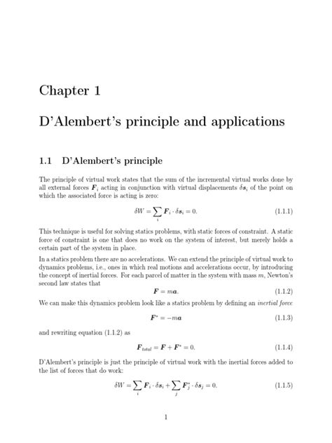 D Alembert Principle Pdf Friction Force