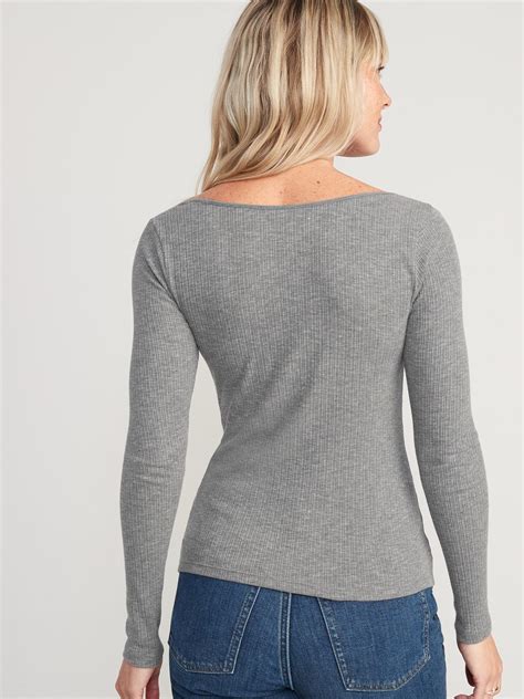 Long Sleeve Cinched Front Rib Knit T Shirt For Women Old Navy In Knitted Tshirt Women