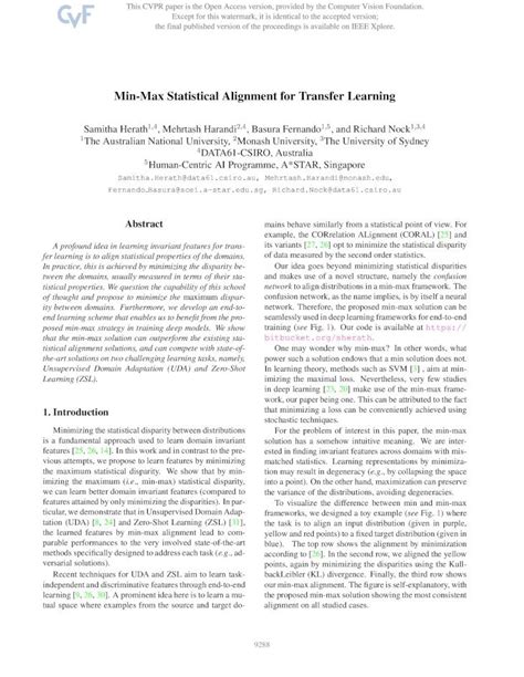 Pdf Min Max Statistical Alignment For Transfer Learningopenaccess
