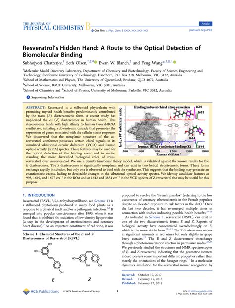 Pdf Resveratrols Hidden Hand A Route To Optical Detection Of Biomolecular Binding
