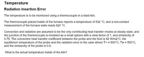 Solved Temperature Radiation Insertion Error The Temperature Chegg