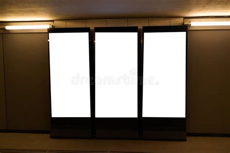 Public Space Advertisement Board As Mockup Empty Blank White Signboard Copy Space Area Stock