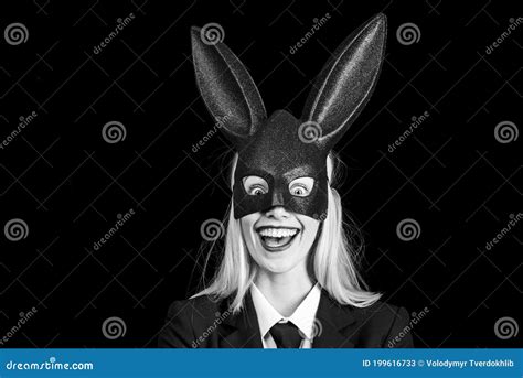 Model Dressed In Costume Easter Bunny Pretty Bunny Girl Winking And