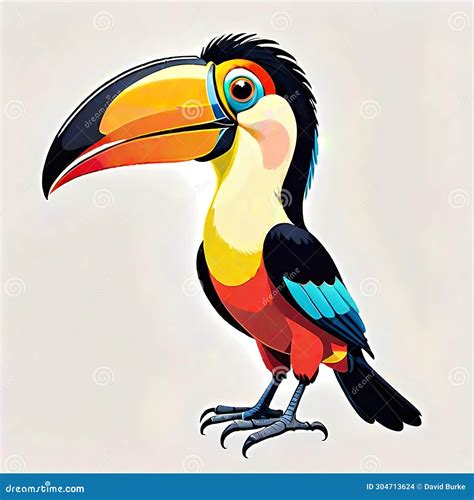 Colorful Toucan Tropical Parrot Funny Face Stock Illustration