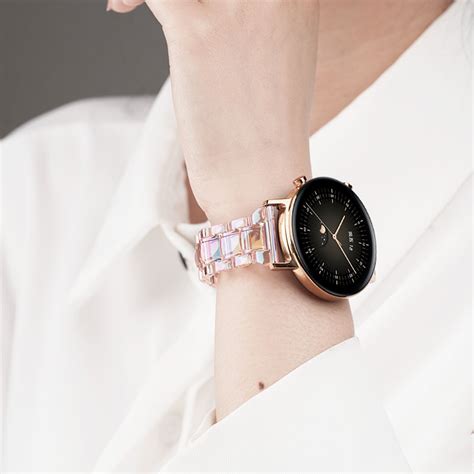 适用华为watch Gt3智能手表gt2镭射树脂表带彩虹gt3pro新款watch3 4pro透明pronew高级夏天女生腕带创意替换 虎窝淘