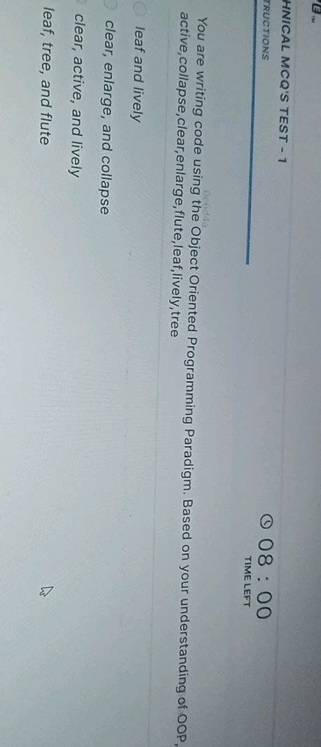 Hnical Mcqs Test Tructions Time Left Studyx