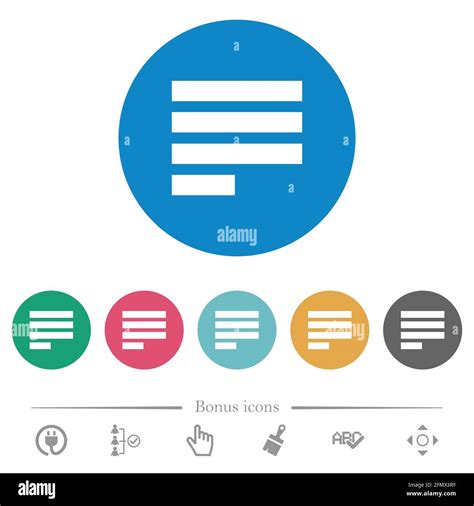 Text Align Justify Last Row Left Flat White Icons On Round Color
