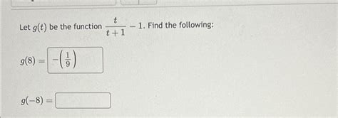 Solved Let G T Be The Function Tt 1 1 Find The Chegg Com