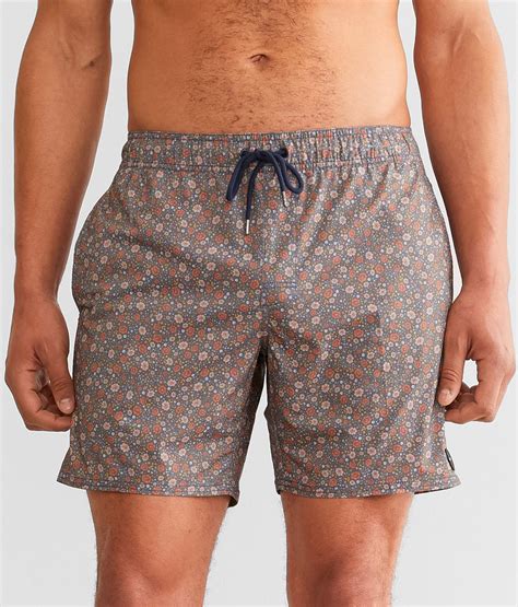 Rvca Barnes Stretch Swim Trunks Mens Swimwear In Moody Blue Buckle