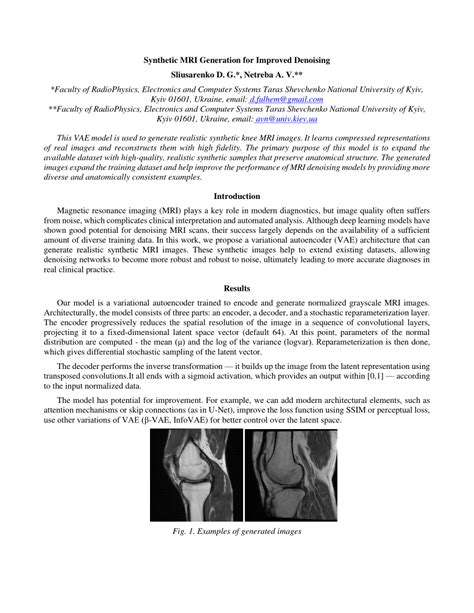 Pdf Synthetic Mri Generation For Improved Denoising