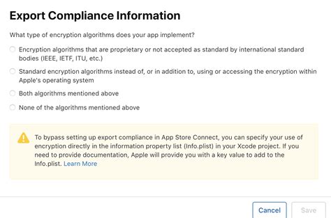 Ios Encryption Export Compliance Stack Overflow