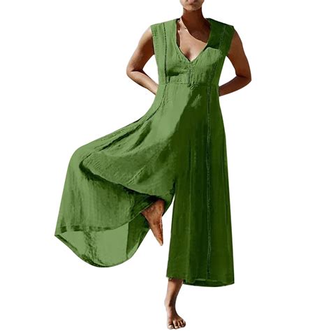 Summer Savings Clearance 2024 Loopsun Womens Jumpsuits Casual V Neck