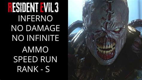 Resident Evil Remake INFERNO No Damage No Infinite Ammo Speed Run Rank S YouTube