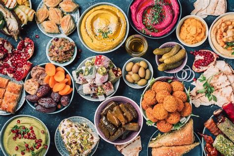 Cocina Tradicional árabe Medio Oriente Colorido Hummus Pita Falafel