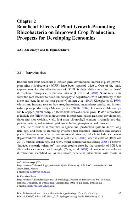 Pdf Beneficial Effects Of Plant Growth Promoting Rhizobacteria On