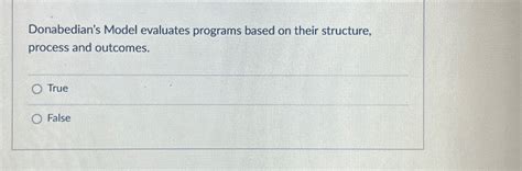 Solved Donabedians Model Evaluates Programs Based On Their