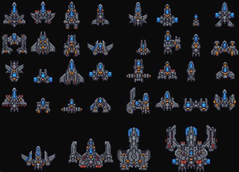 Pixel Art Spaceship Top Down Pack 01 By Zoser