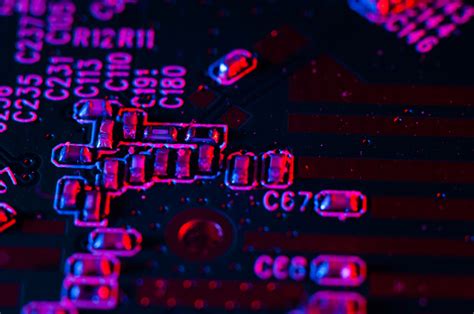 매크로 사진 분홍색 및 파란색 조명에서 전자 회로 기판 클로즈업 고풍스런에 대한 스톡 사진 및 기타 이미지 고풍스런 구리 기술 Istock