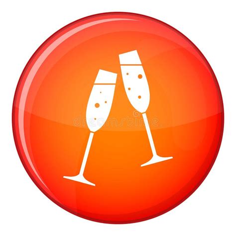 Two Glasses Of Champagne Icon Flat Style Stock Vector Illustration