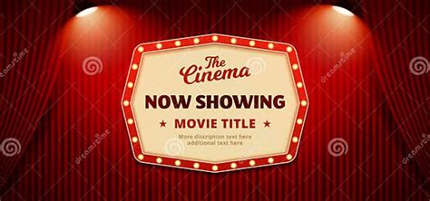 Nu Visas Film I Filmbanderolldesign Gammal Klassisk Skylt För Retro