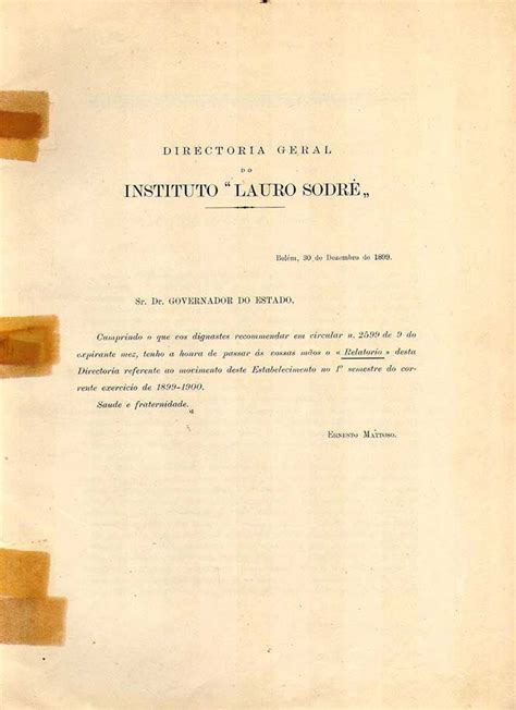 Relatório 1899 Instituto Lauro Sodré Obras Raras Acervo Digital